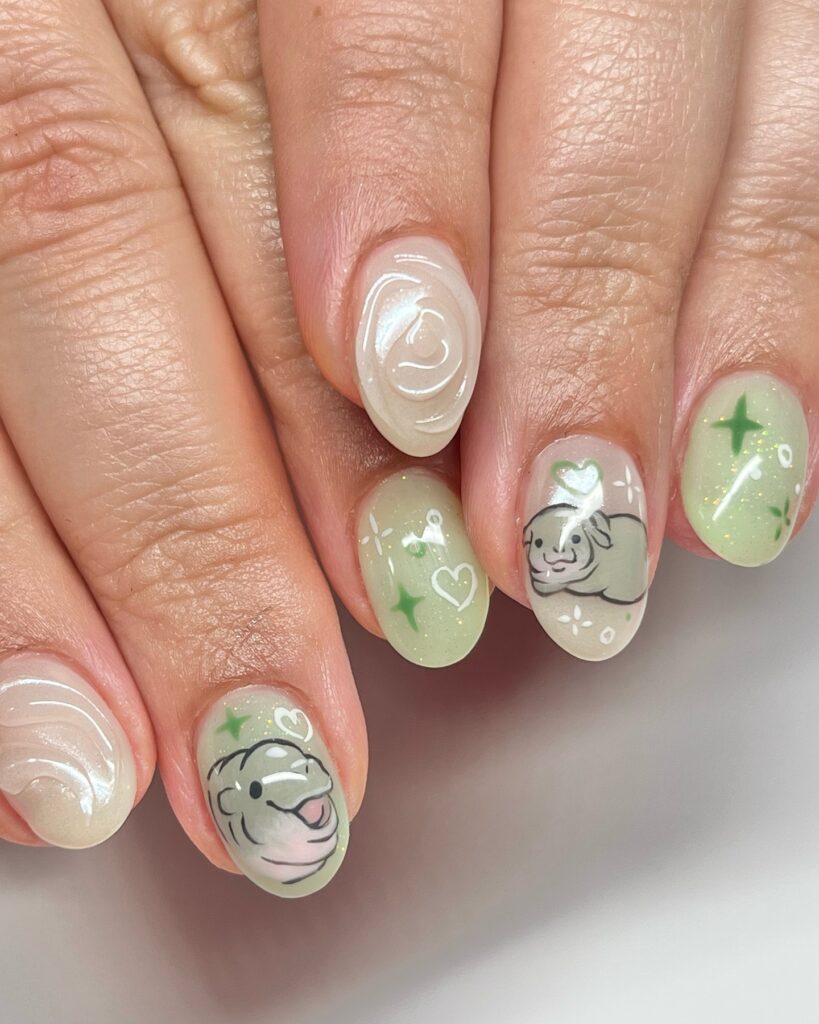 Moo Deng Nail Art: Hippo Glam! - Dream Manicures
